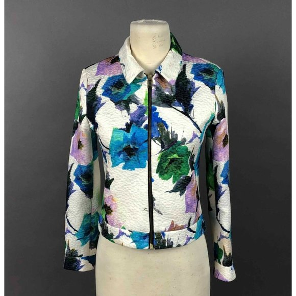 Zara | Jackets & Coats | Zara Jacket Womens Small Full Zip Blazer Bold ...